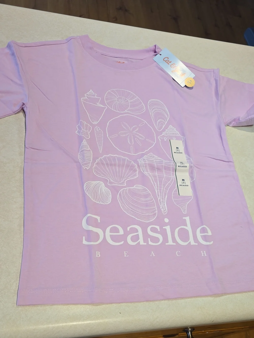 Cat & Jack | Shirts & Tops | Cat Jack Girls Purple Seashell T Shirt ...